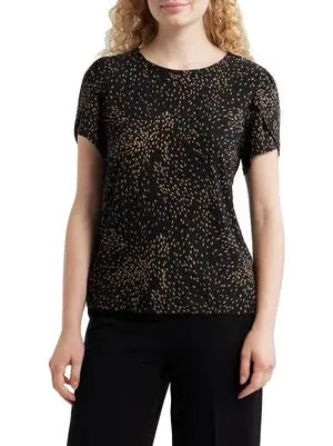 Anne Klein Dot Tulip Sleeve Top - Anne Black/vicuna