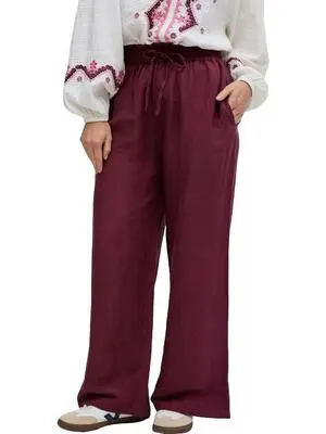 RAFFYA Paulina Wide Leg Trousers - Burgundy