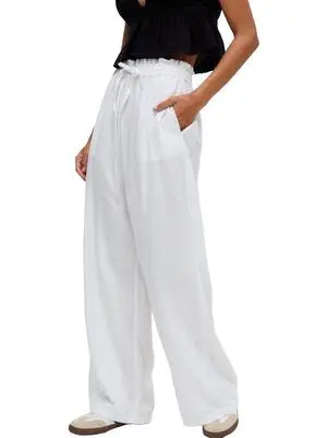RAFFYA Paulina Wide Leg Trousers - White