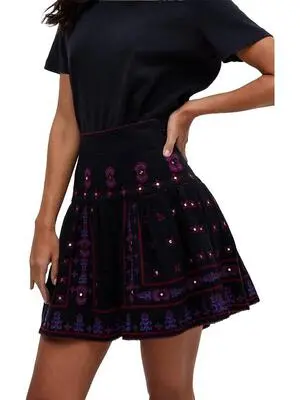 RAFFYA Issabel Embroidered Mini Skirt