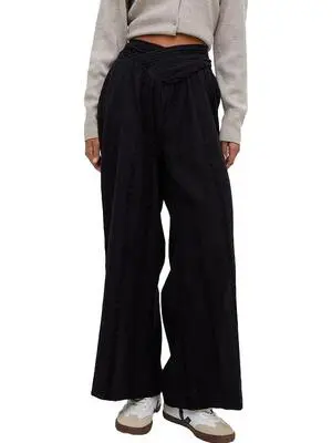 RAFFYA Farrah Wide Leg Jacquard Trouser - Black