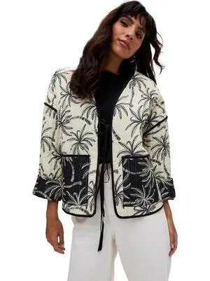 RAFFYA Felicity Palm Print Reversible Jacket