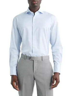 1863 BY ETERNA Stripe Non-iron Cotton Twill Dress Shirt - Sky