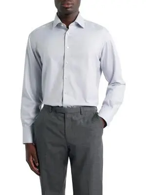 1863 BY ETERNA Royal Twill Modern Fit Solid Non-iron Cotton Dress Shirt - Silver