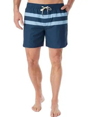FAIR HARBOR The Anchor Swim Trunks - Light Blue Stripe