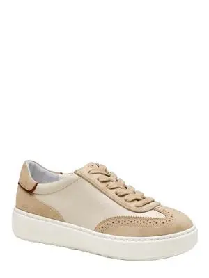 JOHNSTON & MURPHY COLLECTION Cammie Low Top Sneakers - Bone Glove Leather/sand Suede