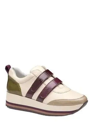 JOHNSTON & MURPHY COLLECTION Gracie Double Strap Sneaker - Bone Taupe Olive Patent Leath
