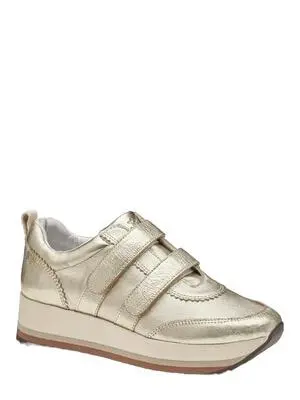 JOHNSTON & MURPHY COLLECTION Gracie Double Strap Sneaker - Gold/crinkled Sheepskin