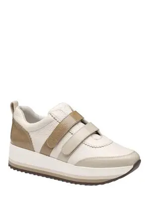 JOHNSTON & MURPHY COLLECTION Gracie Double Strap Sneaker - White Ivory Taupe Patent Leath