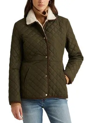 Ralph Lauren Quilted Blazer With Faux Shearling Lining - Litchfeld Loden