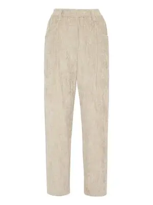 Brunello Cucinelli Corduroy Baggy Trousers - Cool Beige