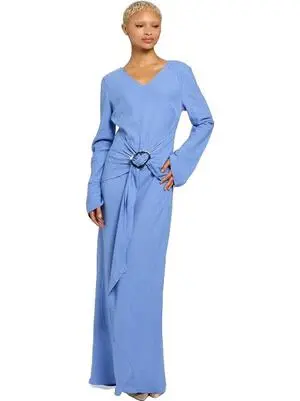 DASKA Maxi Dress With Metal Belt - Blue