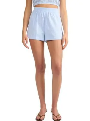 VIENS AVEC MOI Everyday Stripe Cotton Shorts Blue Stripe