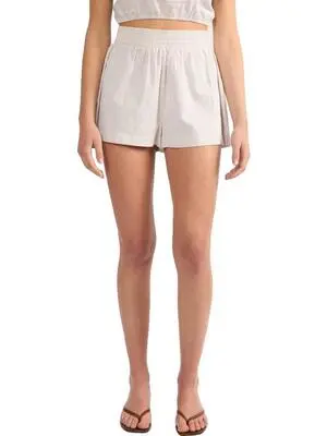 VIENS AVEC MOI Everyday Stripe Cotton Shorts - Tan Stripe