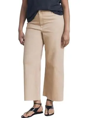 Mango Catherin Raw Hem Culotte Jeans - Sand