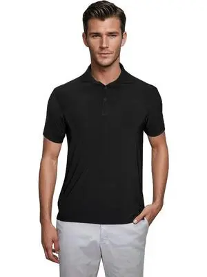 24SEVENMEN Wrinkle Resistant 3 Button Polo Shirt Black