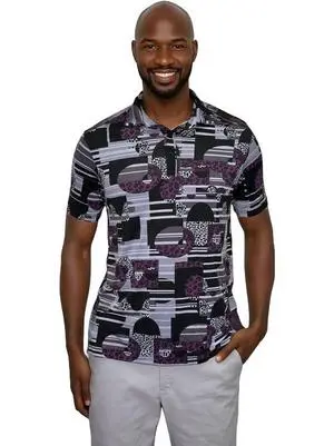 24SEVENMEN Wrinkle Resistant 3 Button Retro Purple Polo Shirt - Purple Multi