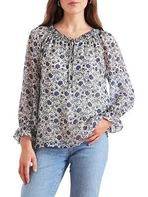 PANEROS CLOTHING Esme Long Sleeve Top - Sapphire Vines