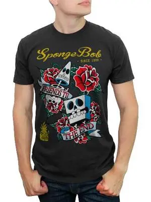 SPONGEBOB SQUAREPANTS Friends Til The End Graphic T-shirt - Black