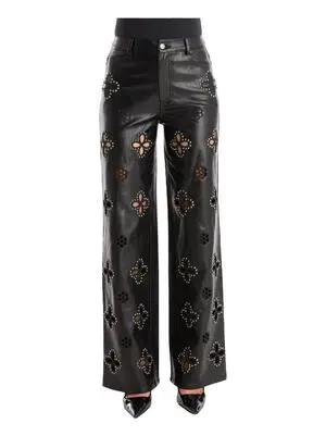THE NOLI SHOP Kaia Pearl High-rise Straight Leg Jeans - Black Leather