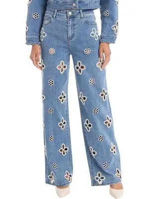 THE NOLI SHOP Kaia Pearl High Rise Jean - Medium Blue