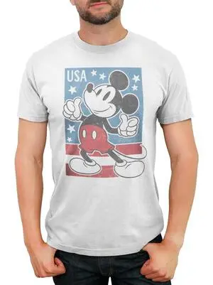 MICKEY & FRIENDS American Stamp Graphic T-shirt - White