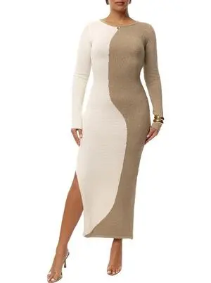 JLUXLABEL Long Sleeve Sweater Dress - Beige