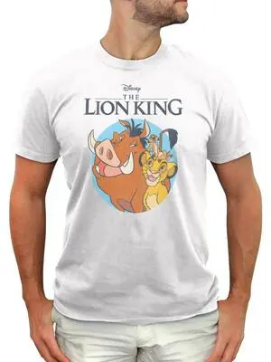 LION KING Distressed Friends Badge Graphic T-shirt - White