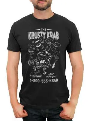 SPONGEBOB SQUAREPANTS The Krusty Krab Delivering Number Graphic T-shirt - Black