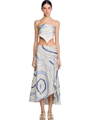 SANDRO Spiral-Motif Maxi Skirt
