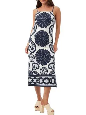 Trina Turk Marita 3 Printed Midi Dress - Sumi Blue/whitewash