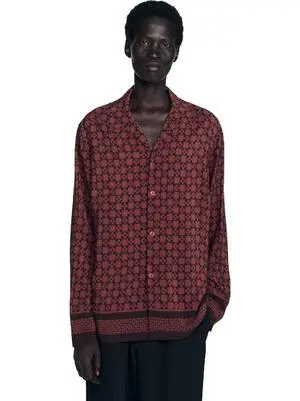 Sandro Square Cross Long Sleeve Shirt - Cognac