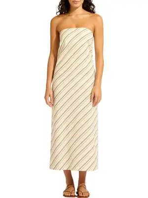 Seafolly Bias Cut Cover-up Midi Dress - Ecru