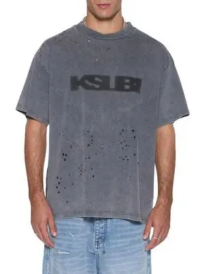 Ksubi Blasted Ekcess Oversize Distressed Graphic T-shirt - Black