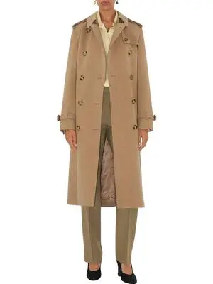 Burberry Kensington Cashmere Trench Coat - Trail Melange