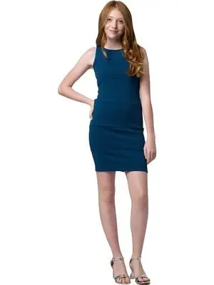 UN DEUX TROIS Panel Fitted Sheath Dress - Blue