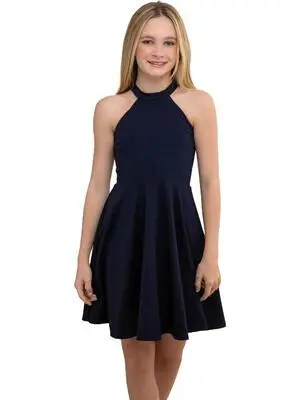 UN DEUX TROIS Skater Halter Dress - Navy