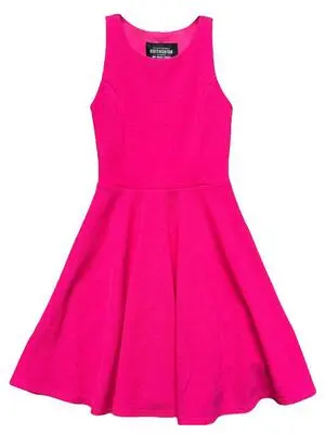 UN DEUX TROIS Textured Fit-and-flare Dress - Hot Pink