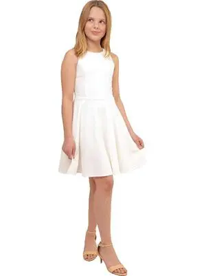 UN DEUX TROIS Textured Fit-and-flare Dress - Ivory