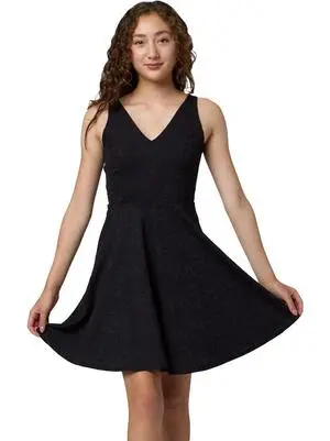 UN DEUX TROIS Textured Fit-and-flare Dress - Black