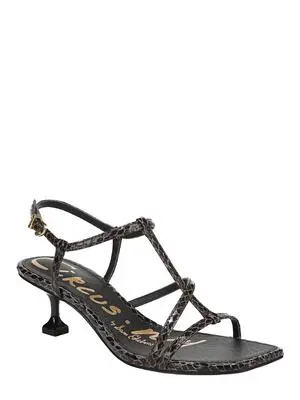 CIRCUS NY BY SAM EDELMAN Jaida Snakeskin Embossed Strappy Sandal - Dark Chocolate/black