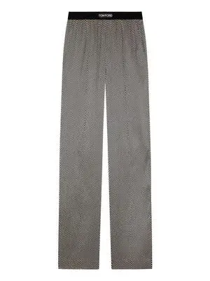 TOM FORD Relaxed-fit Stretch Silk Satin Pants - Black/black/white
