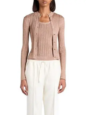 TOM FORD Metallic Rib Cardigan - Jb212 Beige Pink