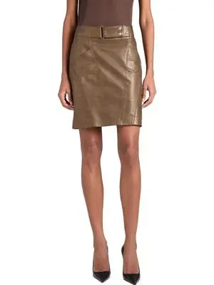 TOM FORD Paneled Napa Leather Pencil Skirt - Fg815 Military Green