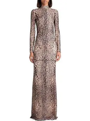 TOM FORD Leopard Print Lace Gown - Xkbdp Brown/antique Pink