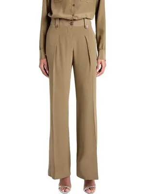 TOM FORD Pleated Wide Leg Silk Crêpe De Chine Trousers - Fg501 Khaki