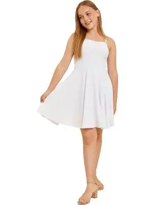 UN DEUX TROIS Textured Fit And Flare Stretch Dress - White