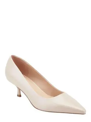 Marc Fisher Calynna Pointed Toe Kitten Heel Pumps - Light Natural