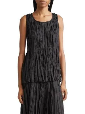 Lafayette 148 New York Sleeveless Plissé Top - Black