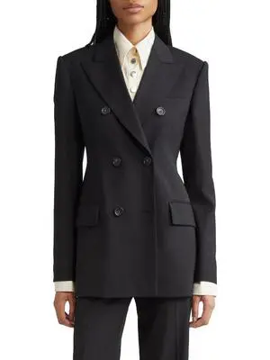Sportmax Adamo Double-breasted Virgin Wool Blazer - Black